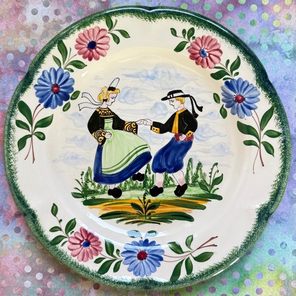 Artisan | Accents | French Hand Painted Ceramic Plate Dancing Dutch Boy ...